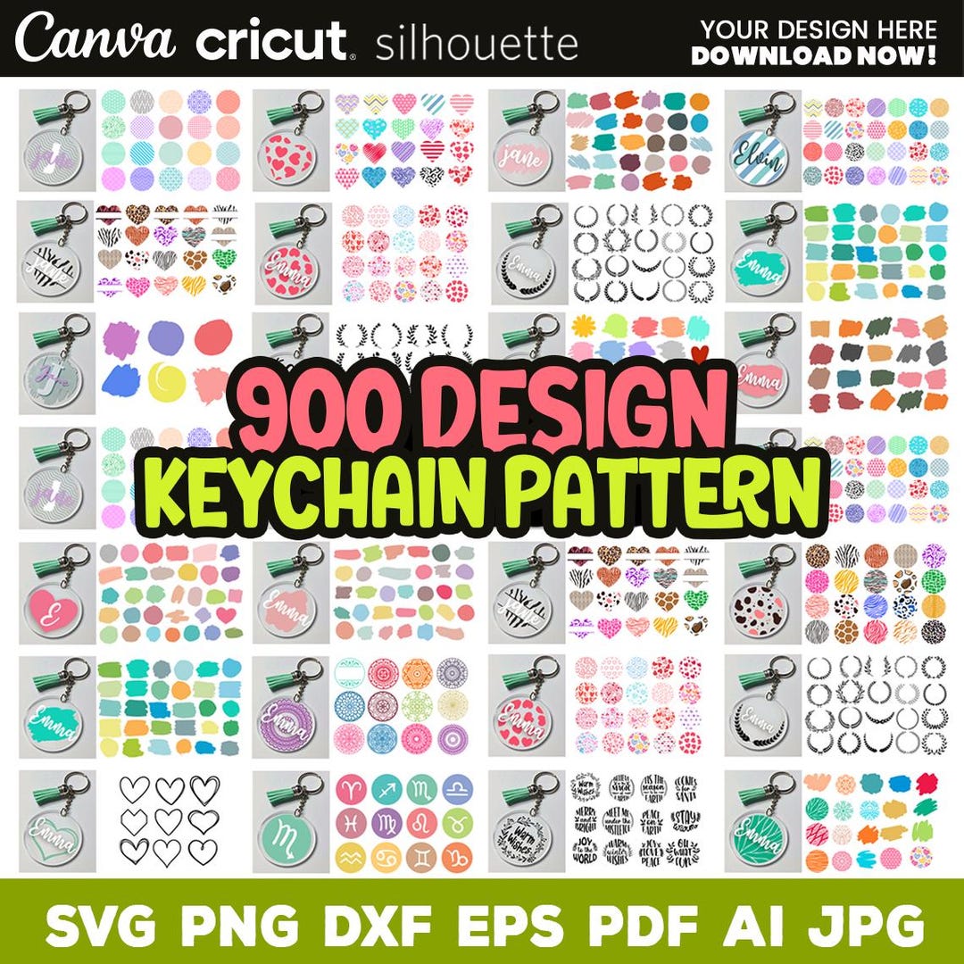 900 Keychain Svg, Acrylic Keychain Svg Bundle, Round Keychain Svg ...