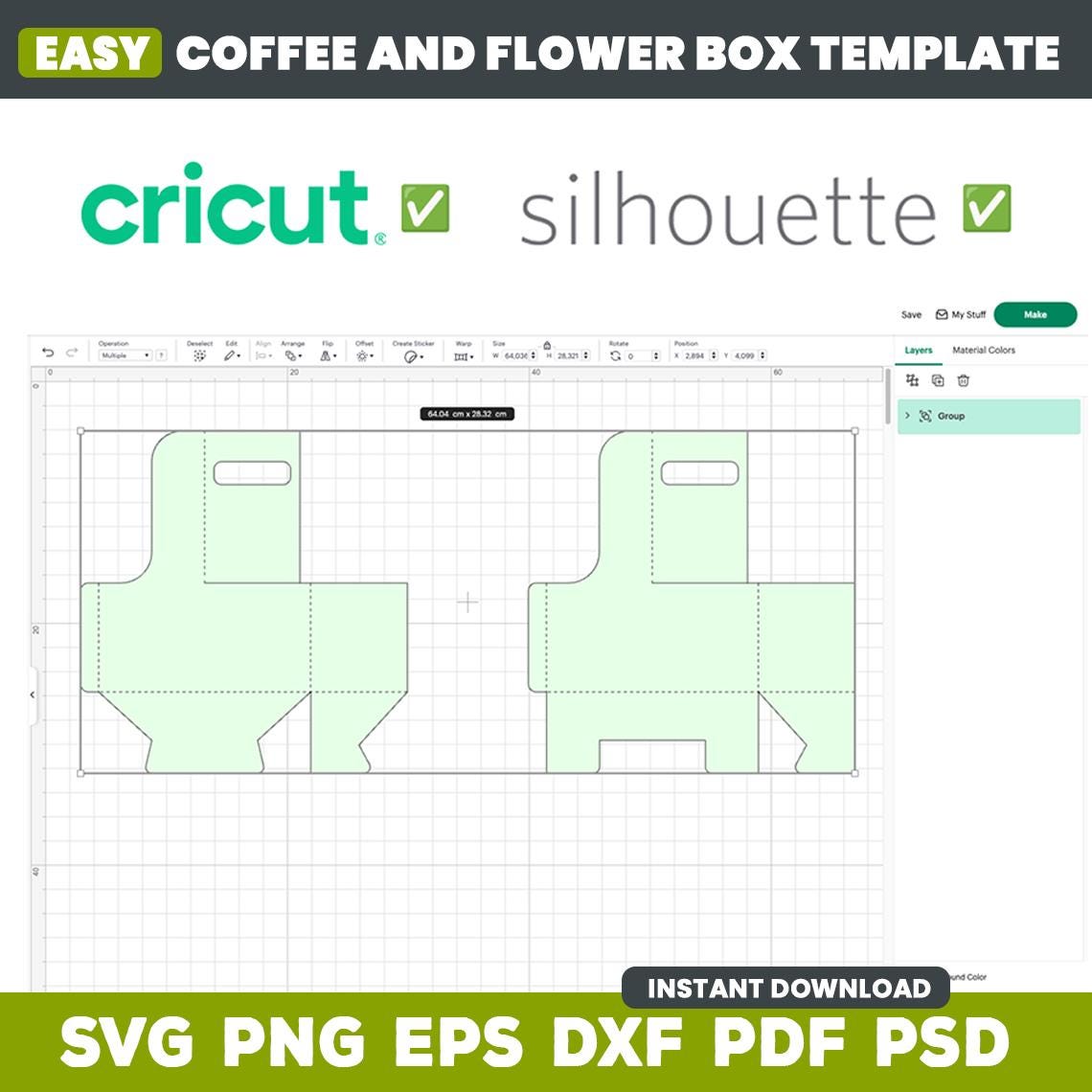 Drink Carrier Template, Flower Box Template, Coffee Gift Box Template ...