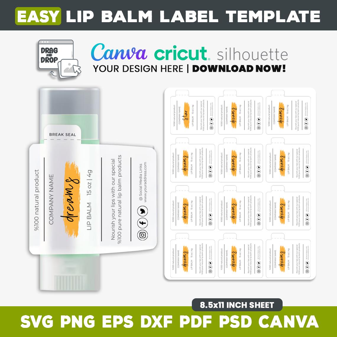 Lip Balm Labels Template, Chapstick Labels Template, Editable Canva ...