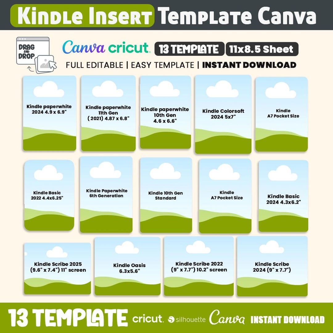 13 Kindle Insert Template Canva, Printable Template, Kindle Fit Insert ...
