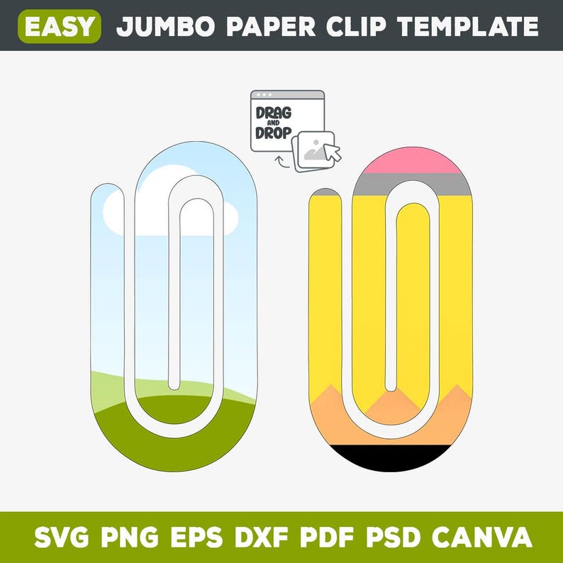 XL Jumbo Paper Clip Template, Easy Paper Clip Bookmark Template ...