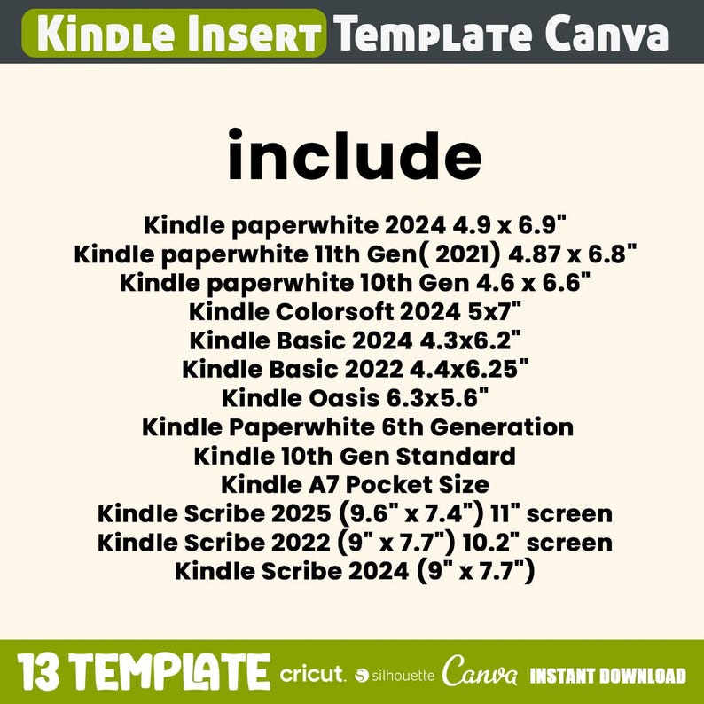 13 Kindle Insert Template Canva, Printable Template, Kindle Fit Insert ...