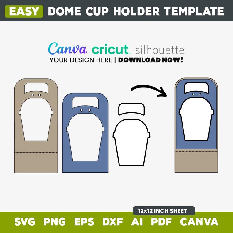 Dome Cup Holder Template, 16 - 12 Oz Dome Cup Favor Template, Dome Cup ...