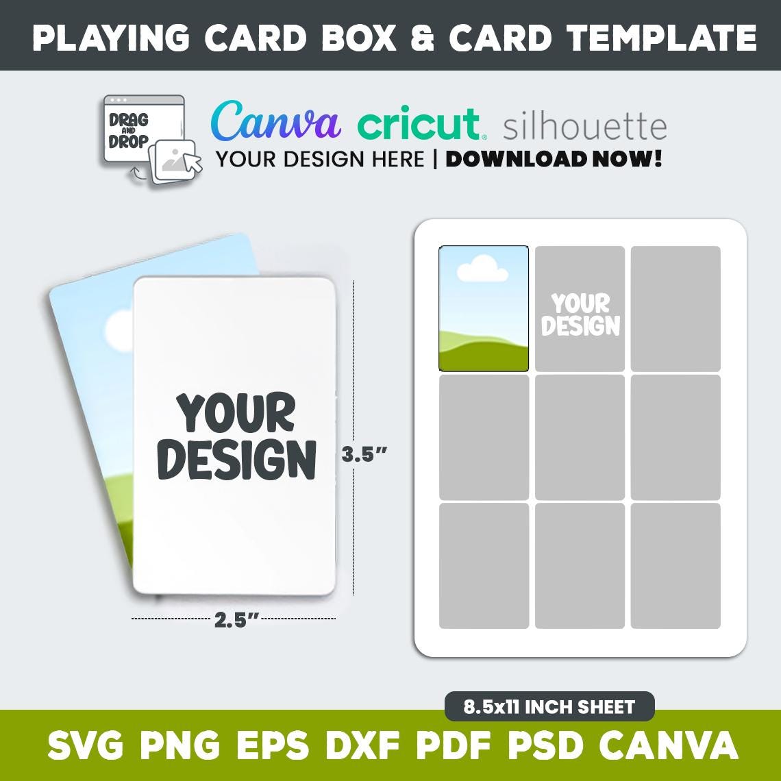 Playing Card Box Template, Playing Card Template, Card Box Svg, Playing ...
