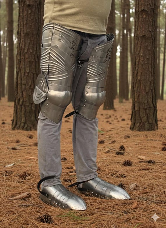 Gothic Steel Leg Armor: Medieval Knight LARP Cosplay - Gem