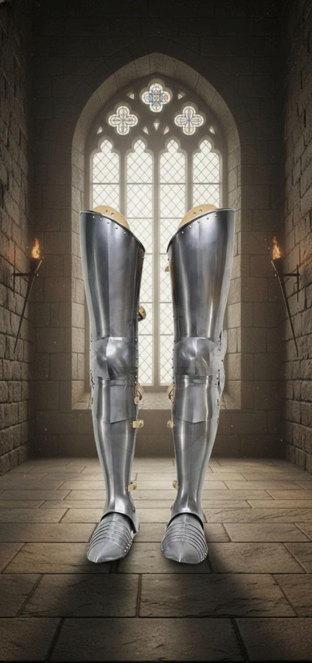 Medieval Greaves Leg Guard With Shoes Knight Armor 18 Gauge Steel Leg ...