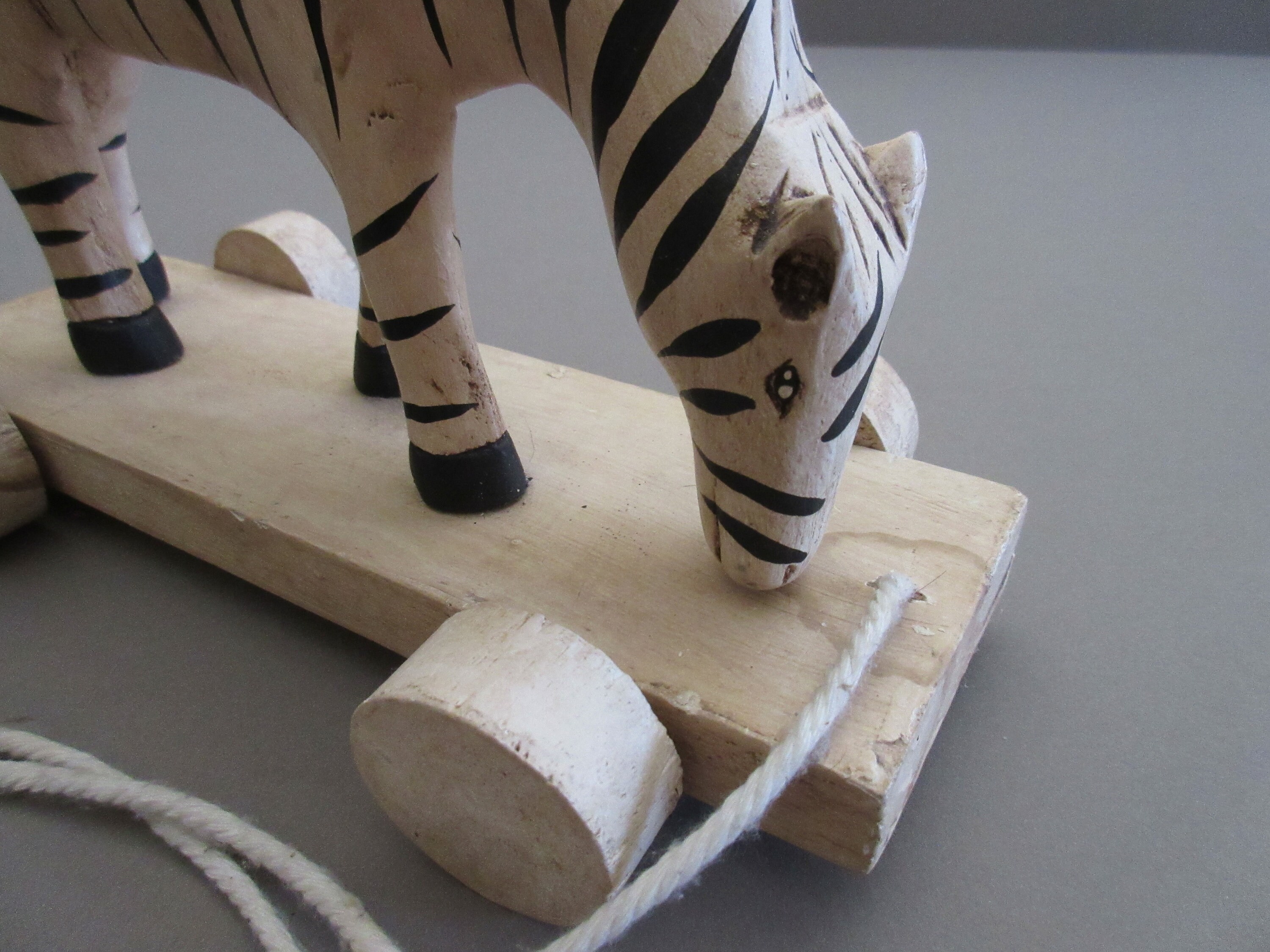 Hanford's Toys Vintage 1990s Wooden Carved Zebra Animal Pull Toy ...