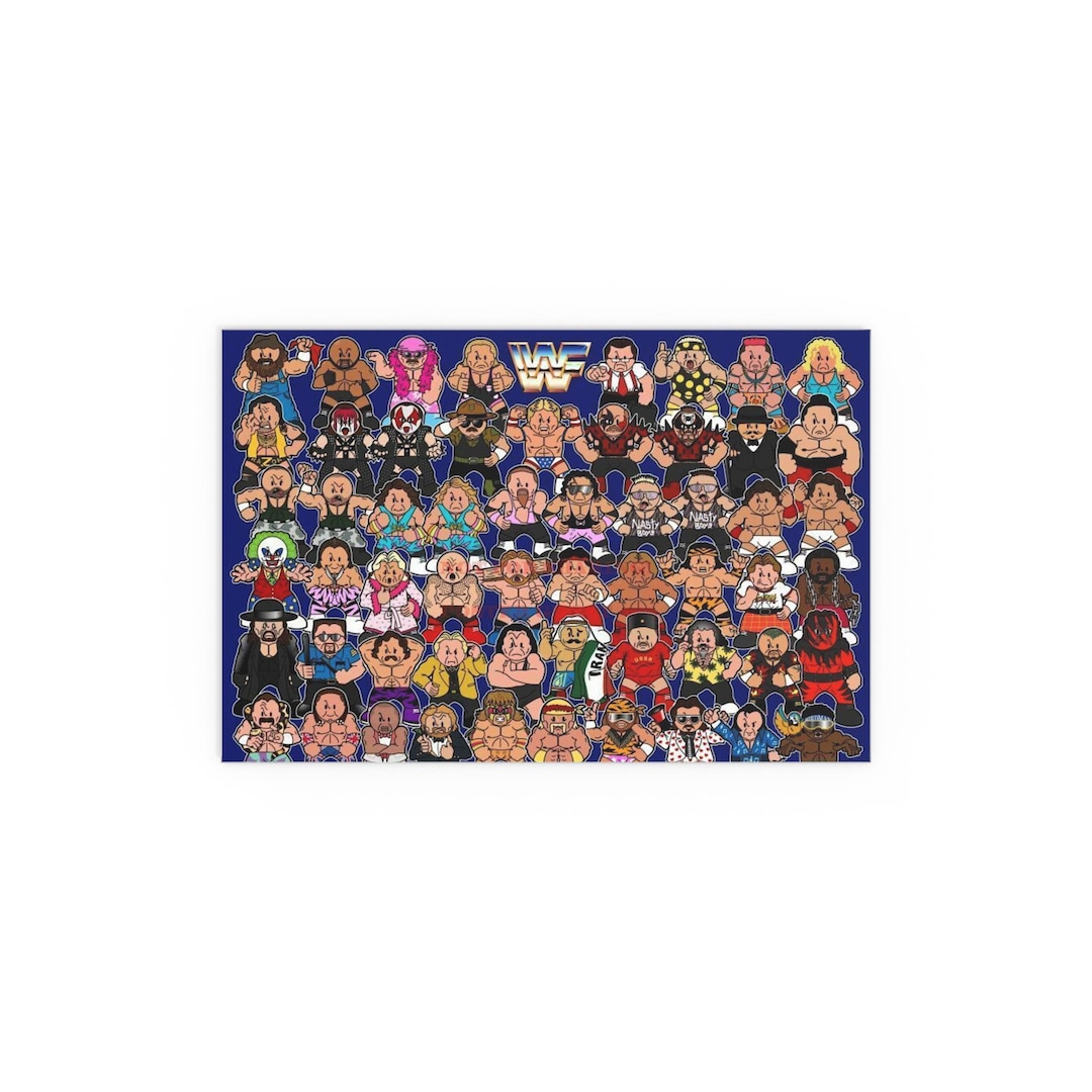 80s WWF Wrestling Cartoon Poster | Retro Wrestling Superstars Wall Art ...
