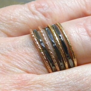 Contemporary Tri-color Stacking Rings in Rose Gold, Yellow Gold and ...