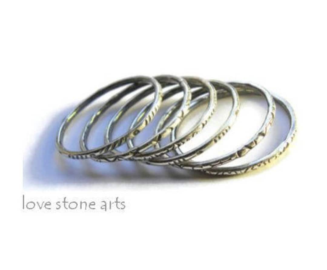 Sterling Silver Stacking Rings Set of Six Thin Minimalist - Etsy