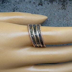 Contemporary Tri-color Stacking Rings in Rose Gold, Yellow Gold and ...