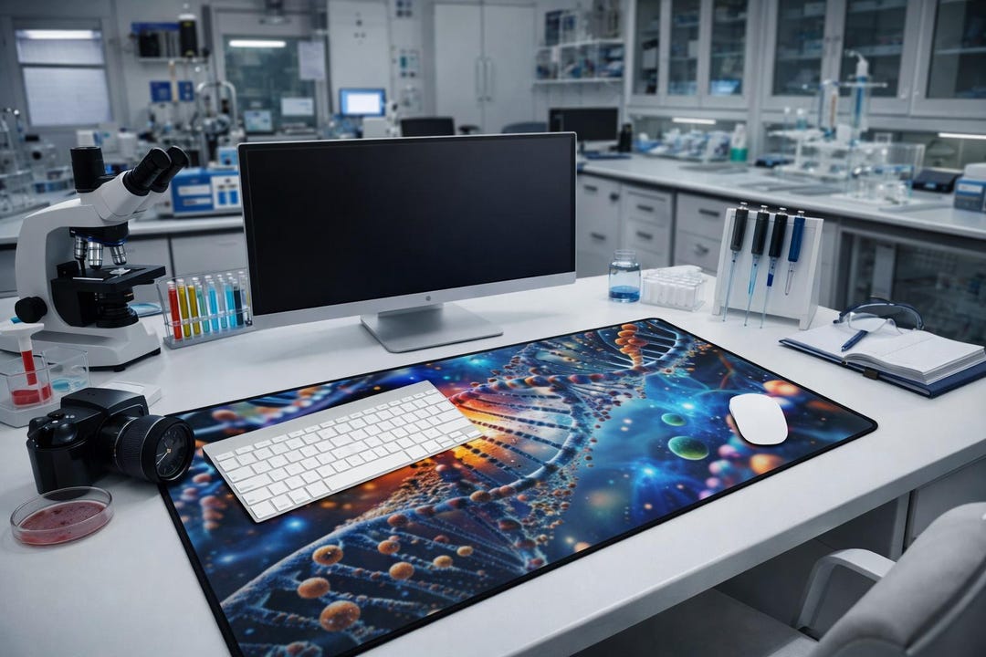 DNA Helix Science Art Desk Mat | Molecular Galaxy Mousepad - Etsy