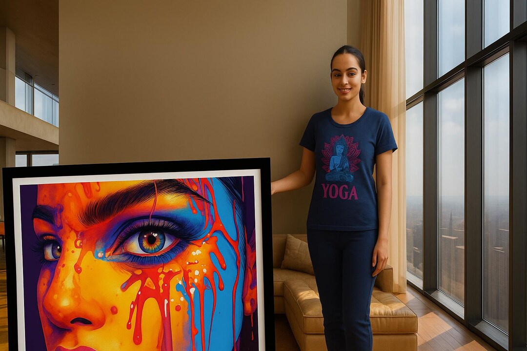Vibrant Dripping Paint Portrait – Abstract Pop Art Wall Decor, Colorful ...