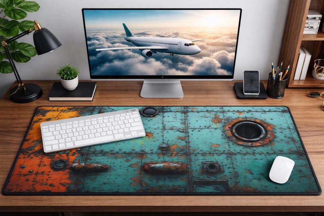Rusty Riveted Metal Panel Desk Mat | Industrial Steampunk Mouse Pad - Etsy