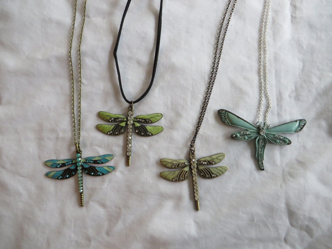 Collares de libélula, libélula, collar, verde, azul, colgante - Etsy España