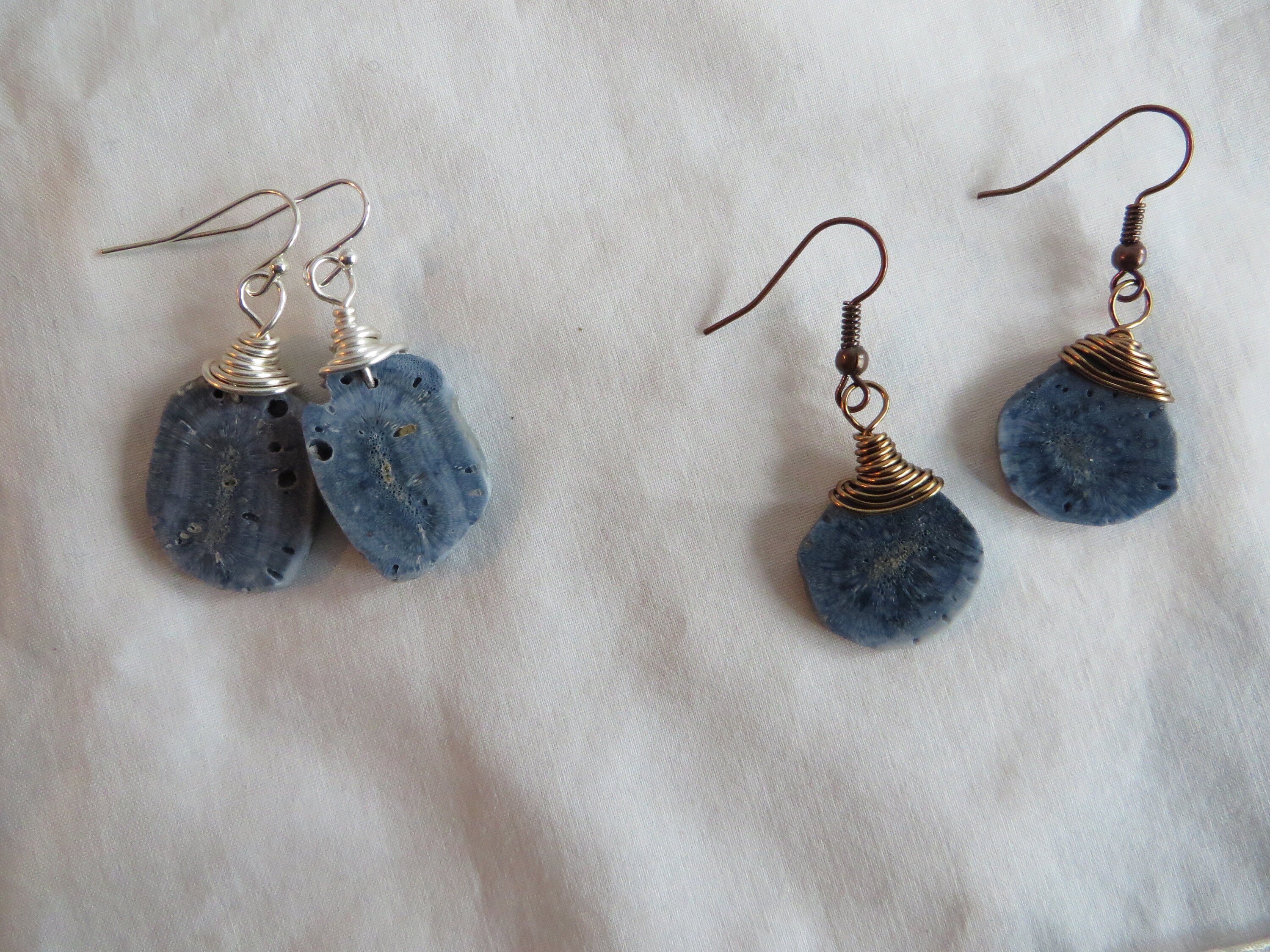 Freeform Natural Blue Sponge Coral Earrings Wire Wrapped - Etsy UK