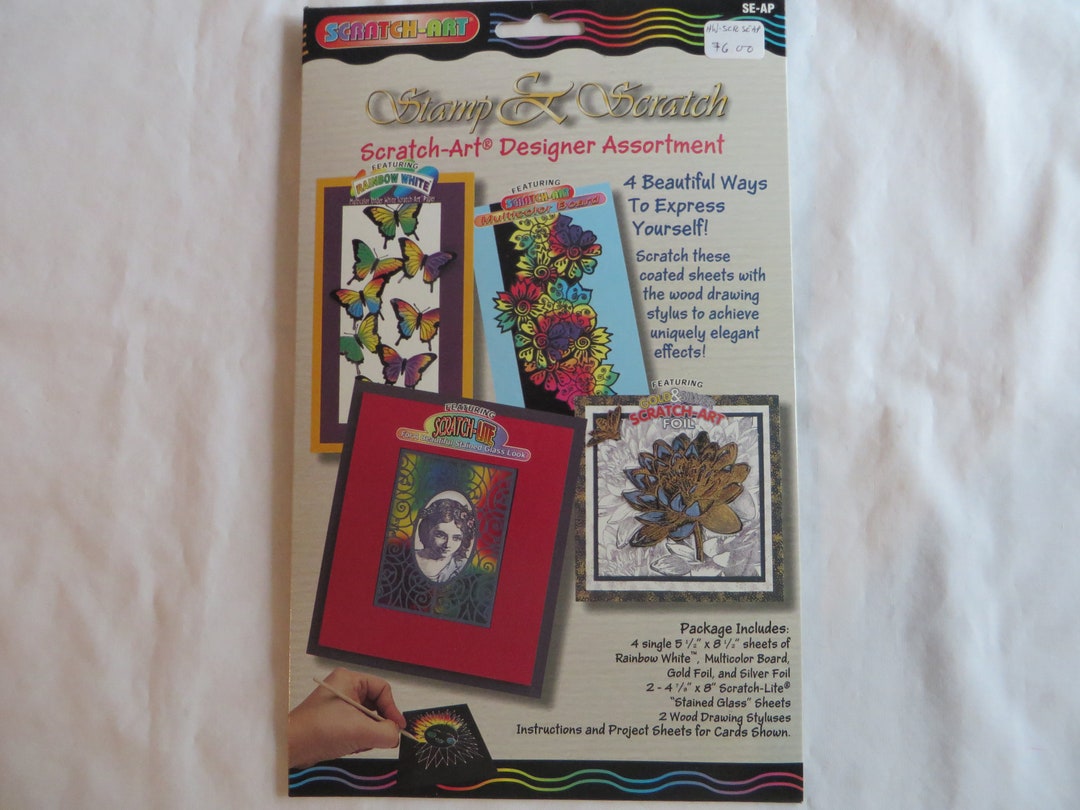 Scratch-art Stamp & Scratch Designer Assortment, Stamp, Scratch - Etsy