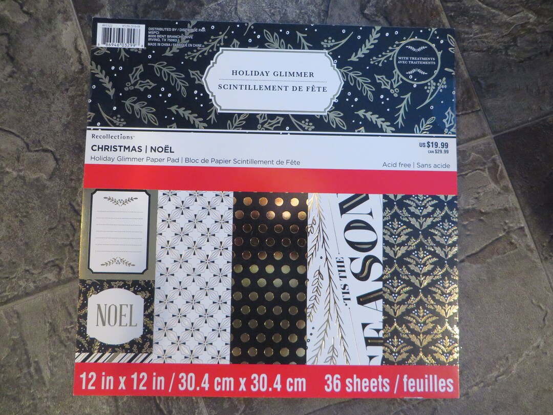 12" X 12", Recollections Christmas Holiday Glimmer Paper Pad, 36 Sheets ...