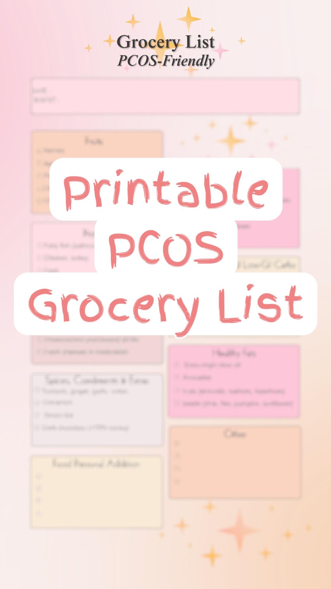 Printable Grocery List for PCOS – PCOS Friendly Nutrition – Instant PDF ...
