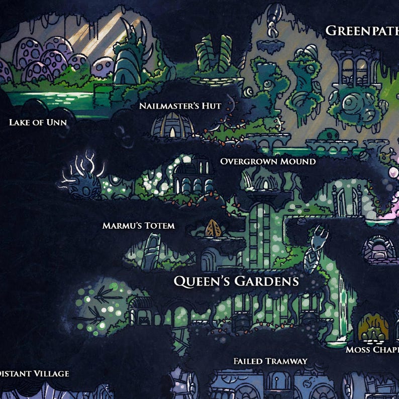 Hollow Knight Map Poster | Hallownest Wall Art | Game Print - Etsy