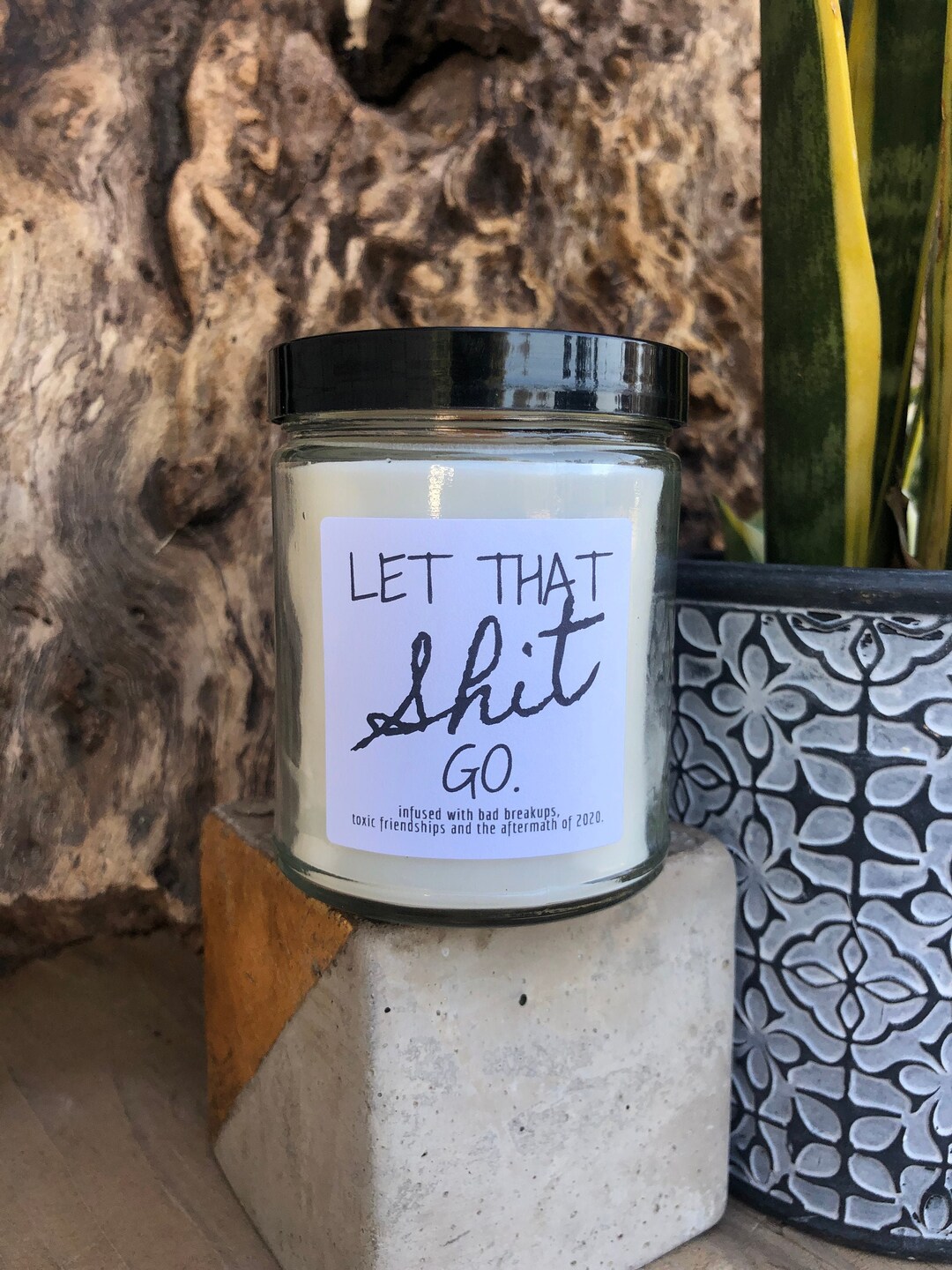 Humorous Sarcastic 'let That Shit Go' Wood Wick Soy Candle - Etsy