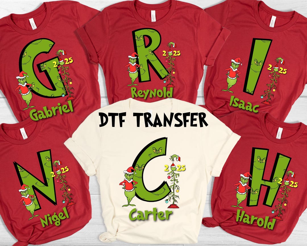 Grinch Personalized Name Family Matching Christmas DTF Transfer: Custom ...