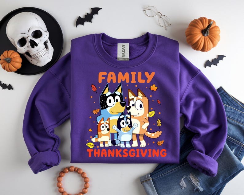 Bluey Family Thanksgiving DTF Transfer, Bluey Autumn Ready to Press ...