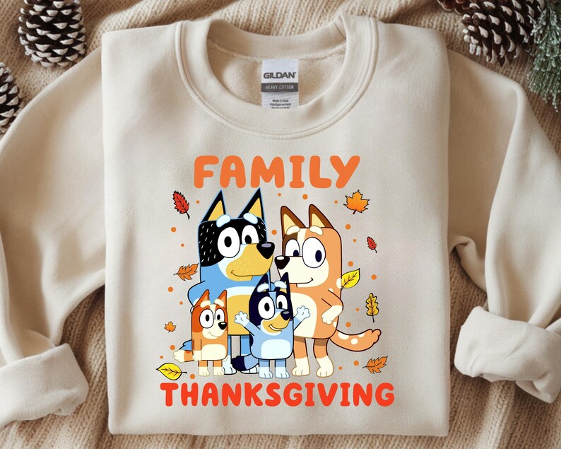 Bluey Family Thanksgiving DTF Transfer, Bluey Autumn Ready to Press ...