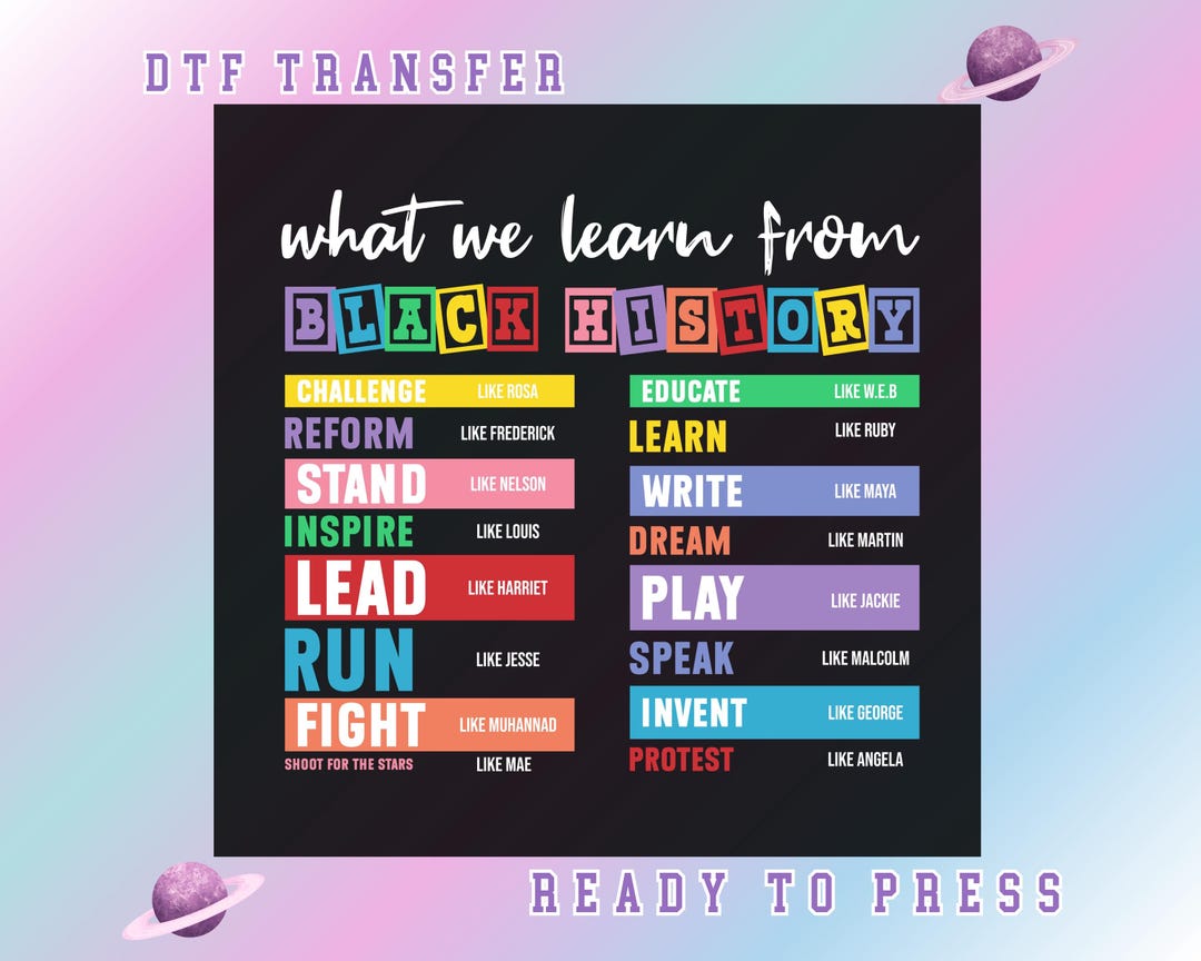 What We Learn From Black History DTF Transfer, Juneteenth, Black ...