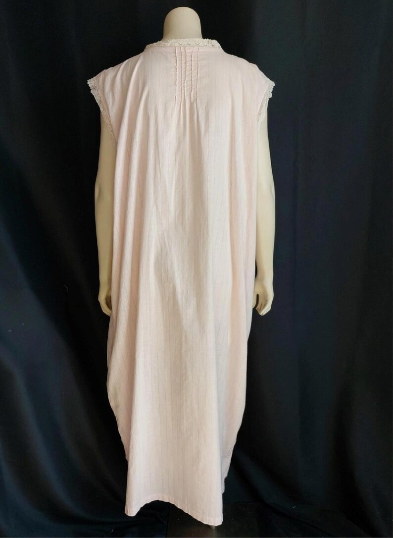 Antique Edwardian Flapper Lacy Pintucked Pink Cotton Negligee NIGHTGOWN ...
