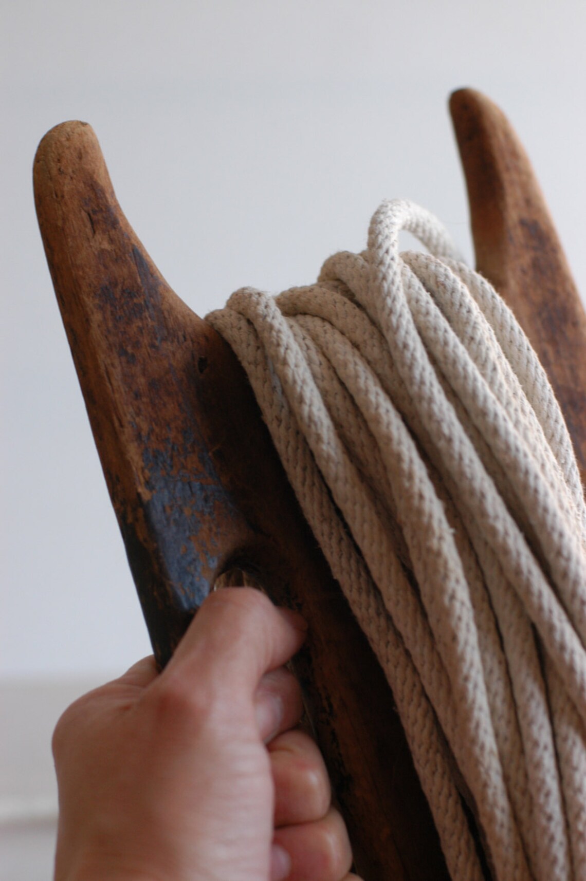 Vintage Handmade Wood Rope Winder Clothesline String Reel | Etsy