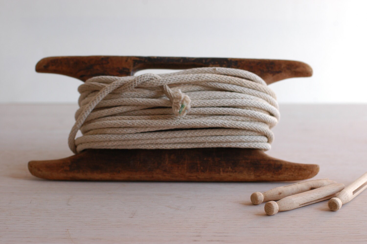 Vintage Handmade Wood Rope Winder Clothesline String Reel | Etsy