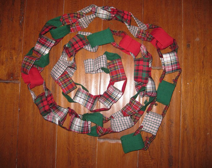 Handmade Homespun Fabric Chain Garland 8 Feet Strands, Fabric Garland ...