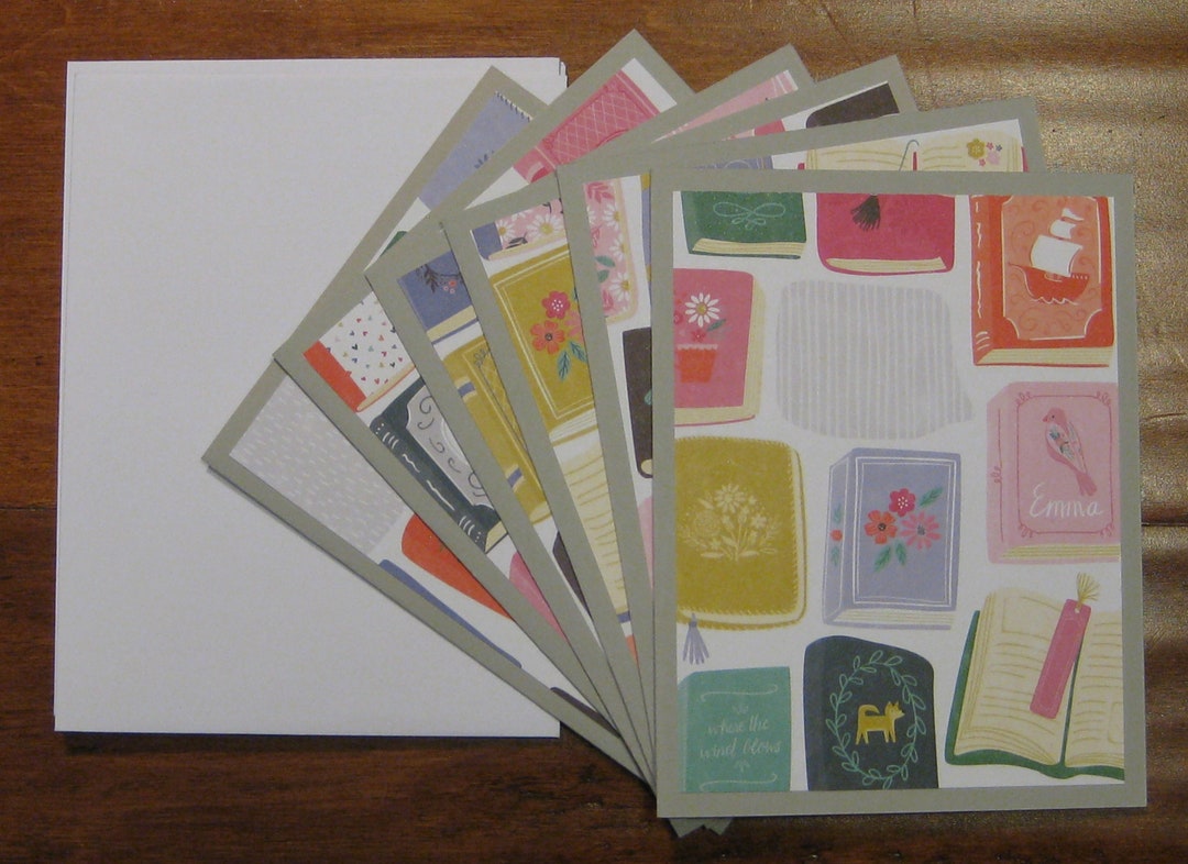 Book Lover Card Set: Handmade Blank Note Cards With Envelopes - Etsy
