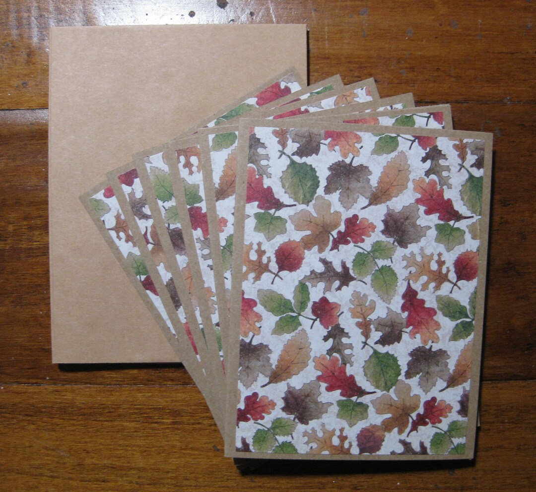 Rustic Fall Leaves Notecard Set: Handmade Autumn Cards - Etsy