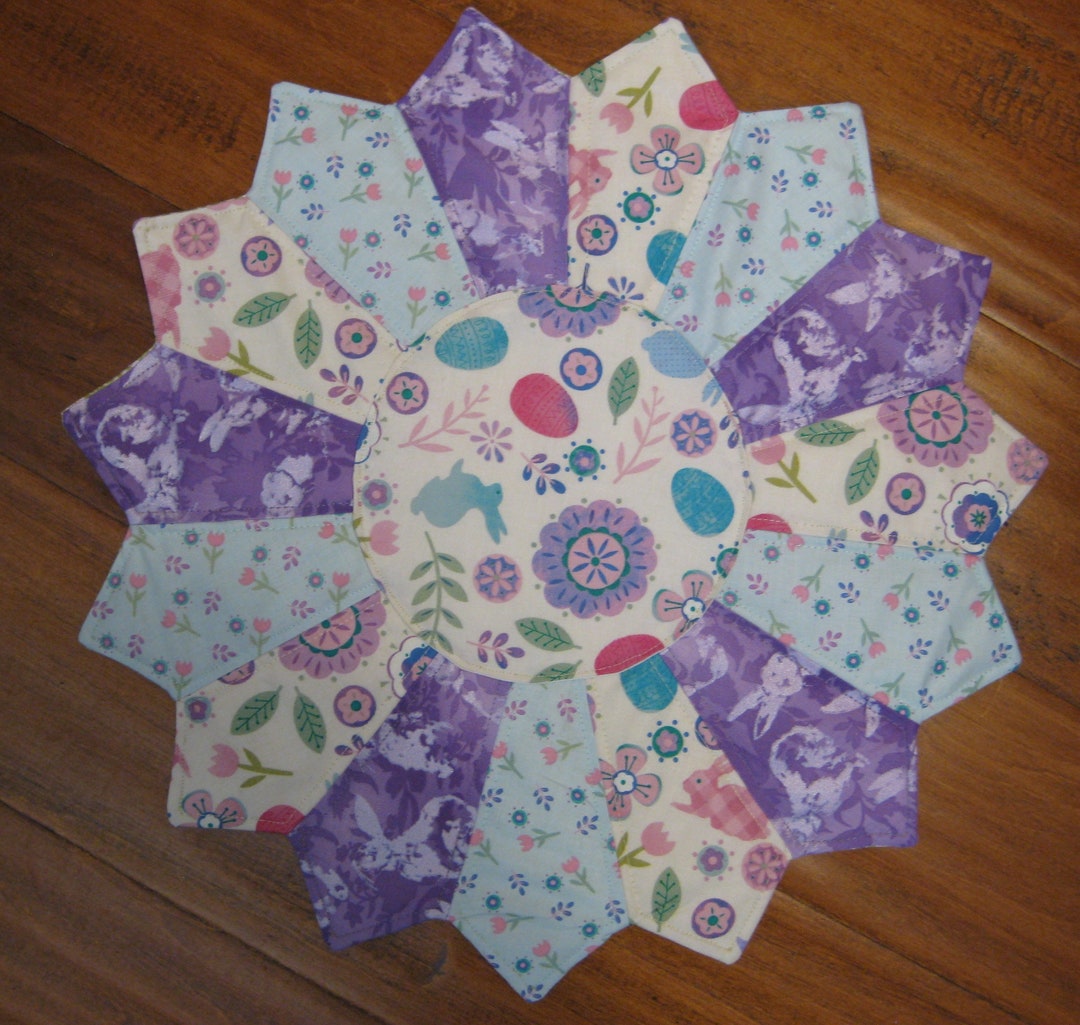 Easter Table Topper, Handmade Reversible Table Topper, Pastel Quilted ...