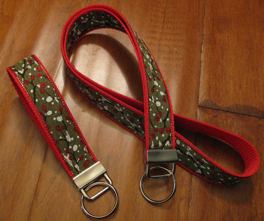 Snowy Branch Lanyard or Wristlet: Holiday Key Fob - Etsy