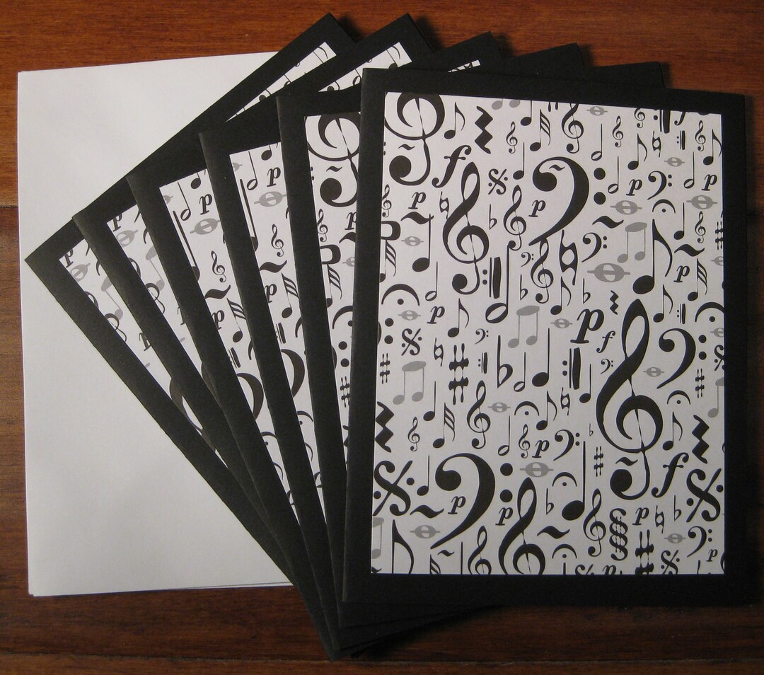 Musical Note Card Set: Handmade Blank Notecards With Envelopes - Etsy