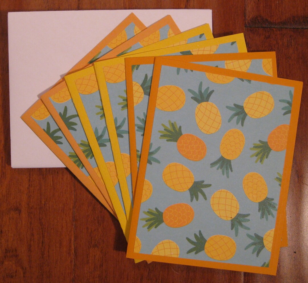 CLEARANCE Pineapple Note Card Set of 6, Boxed Blank Notecard Set ...