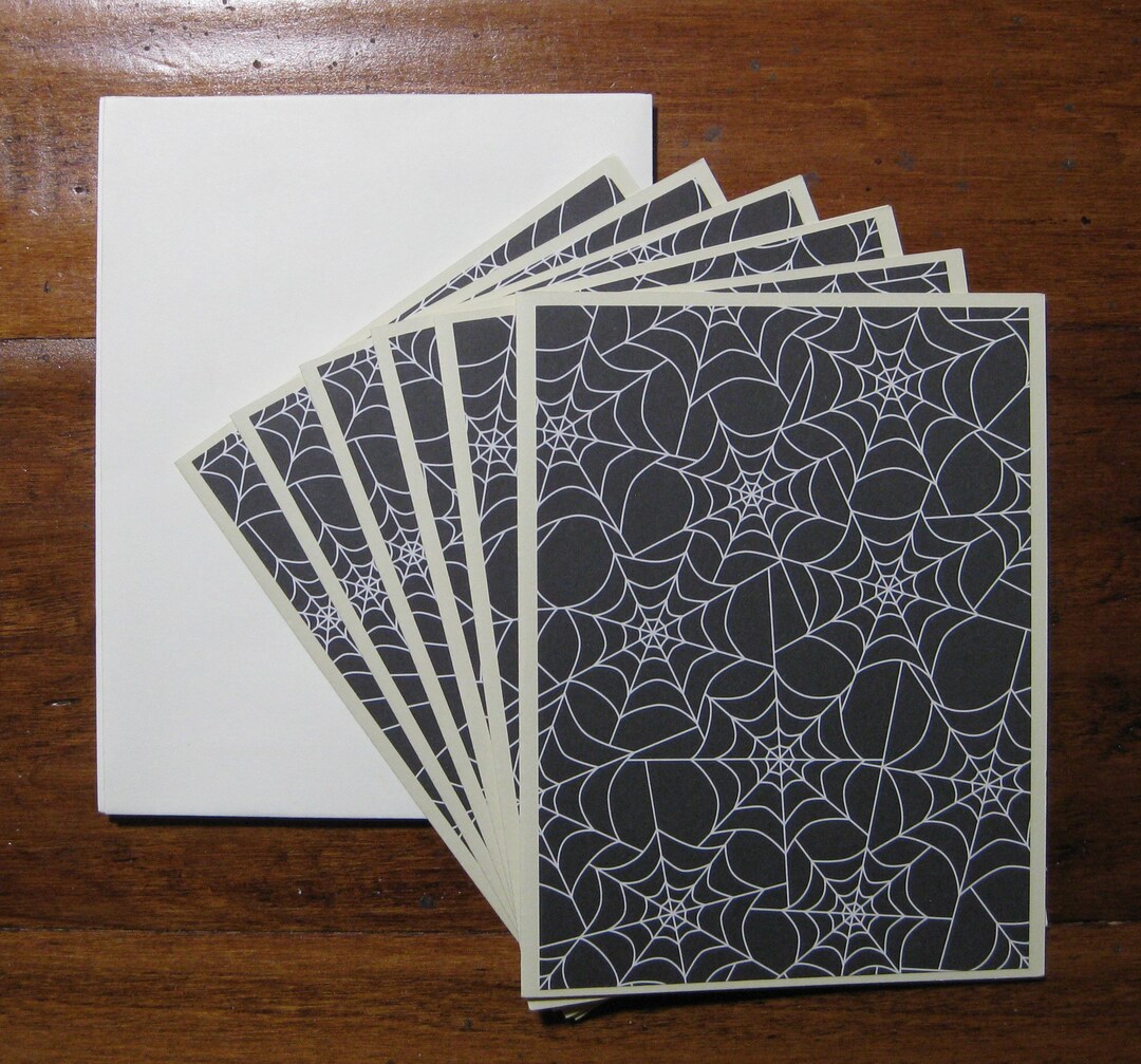 Spider Web Note Card Set: Handmade Halloween Party Invites - Etsy