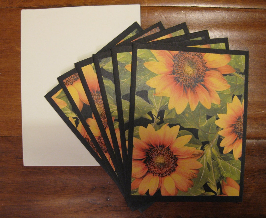 Sunflower Note Card Set of 6, Boxed Blank Notecard Set, Handmade Note ...