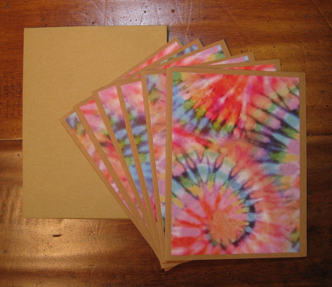 Tie Dye Note Card Set: Handmade Boho Thank You Cards - Etsy