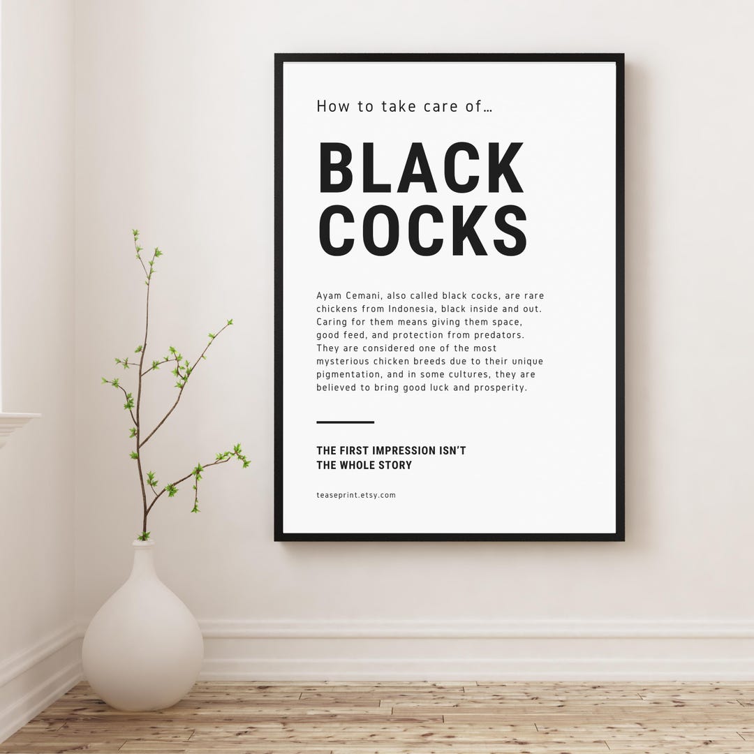 BLACK COCKS Double Meaning | Printable Poster White | Ambiguilty Fun ...