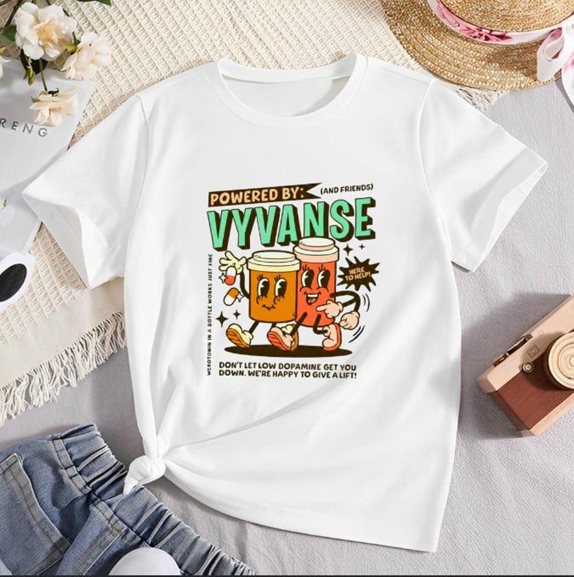 Powered by Vyvanse Funny Mental Health PNG, Dopamine Humor Design, ADHD ...