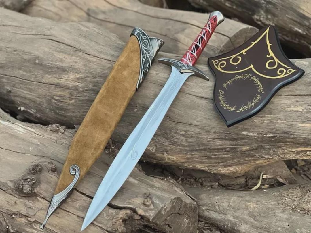 Handmade Elven Sting Sword Replica – Steel Blade, Scabbard, Wall Mount ...