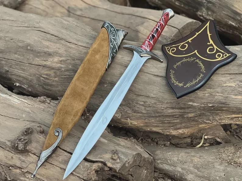Handmade Elven Sting Sword With Scabbard and Wall Mount - Frodo Baggins ...
