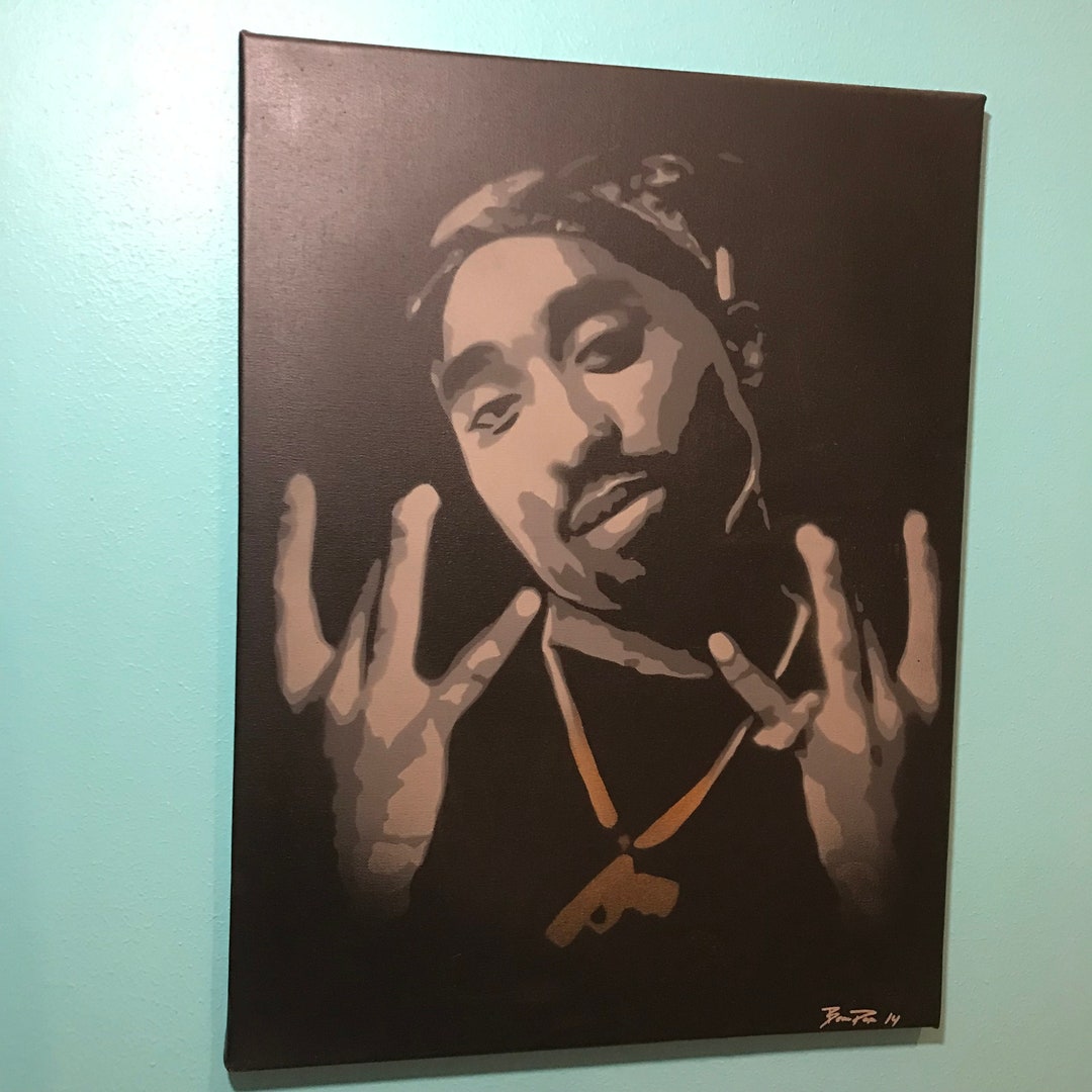 Tupac Stencil Painting by Beau Pope Hip Hop Portrait - Etsy