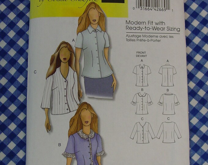 Butterick Pattern No.5300 Blouses Sizes Xsm, Sml, Med, Lrg, Xlrg Uncut ...