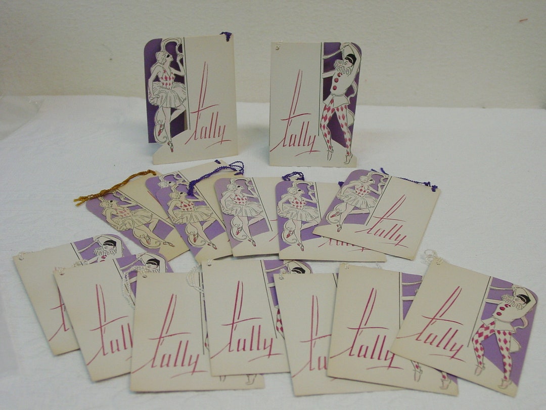 14 Vintage Tally Cards 2 Sets 7 Each Jester, Dancer Die Cut Figures - Etsy
