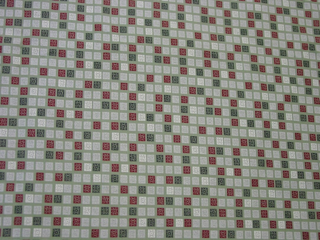 Vintage Quality Cotton Fabric Small Check Mosaic Look 4 Yards, 39" Wide ...